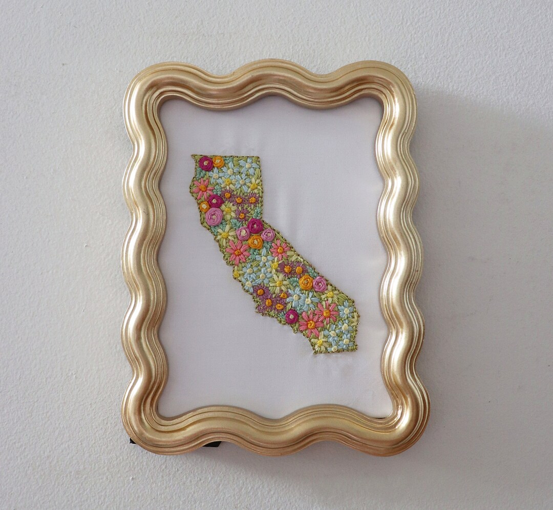 Custom Embroidered State, Home Decor, Wall Art, Floral Embroidery ...