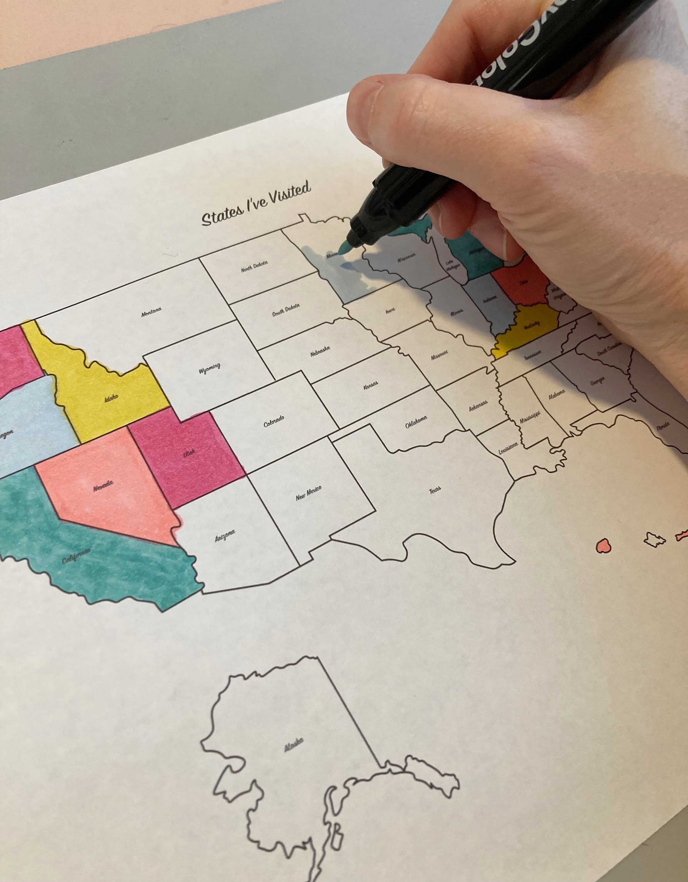 U.S. States I've Visited, 10x8 Digital Download, Home Decor, Travel ...