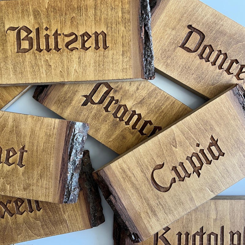 Reindeer Wooden Name Tags - Etsy