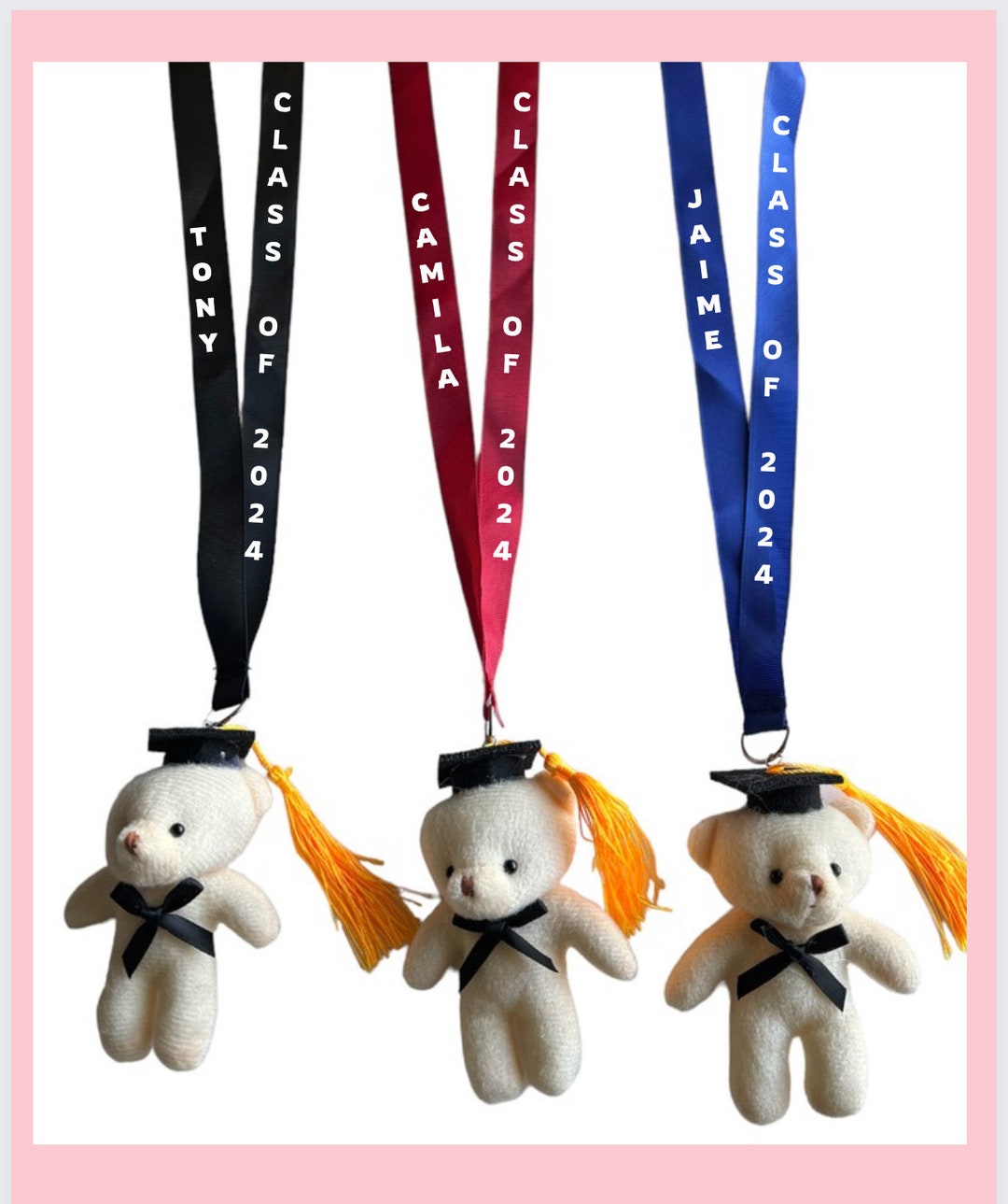 Custom Graduation Plush Teddy Bear Lanyard grad Favors graduation Class ...