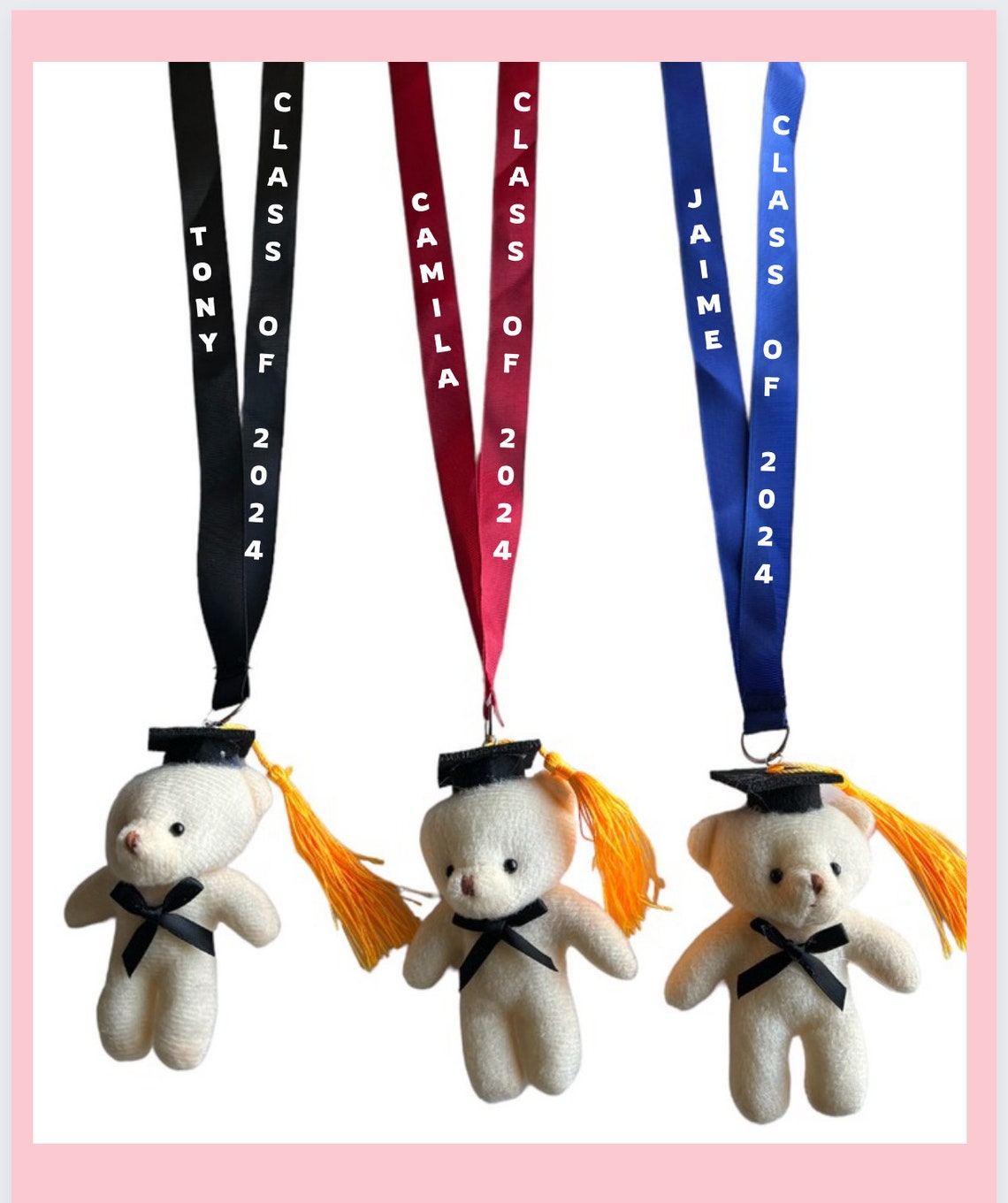 Custom Graduation Plush Teddy Bear Lanyard grad Favors graduation Class ...