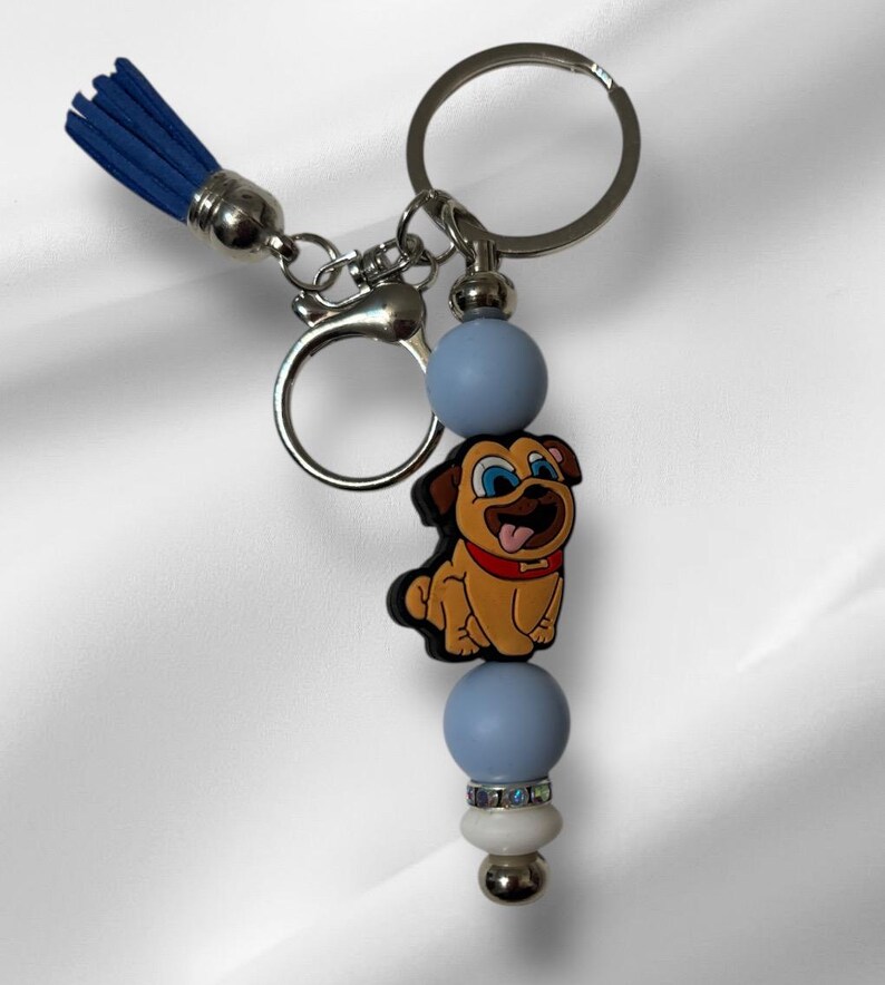 Beaded Bar Keychain| Silicone Bead Keychains | Keyring | Stainless ...