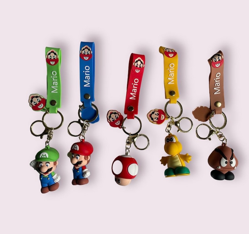 Super Mario Bros Keychain, Toad, Koopa Troopa, Luigi, Gomba , Mario ...