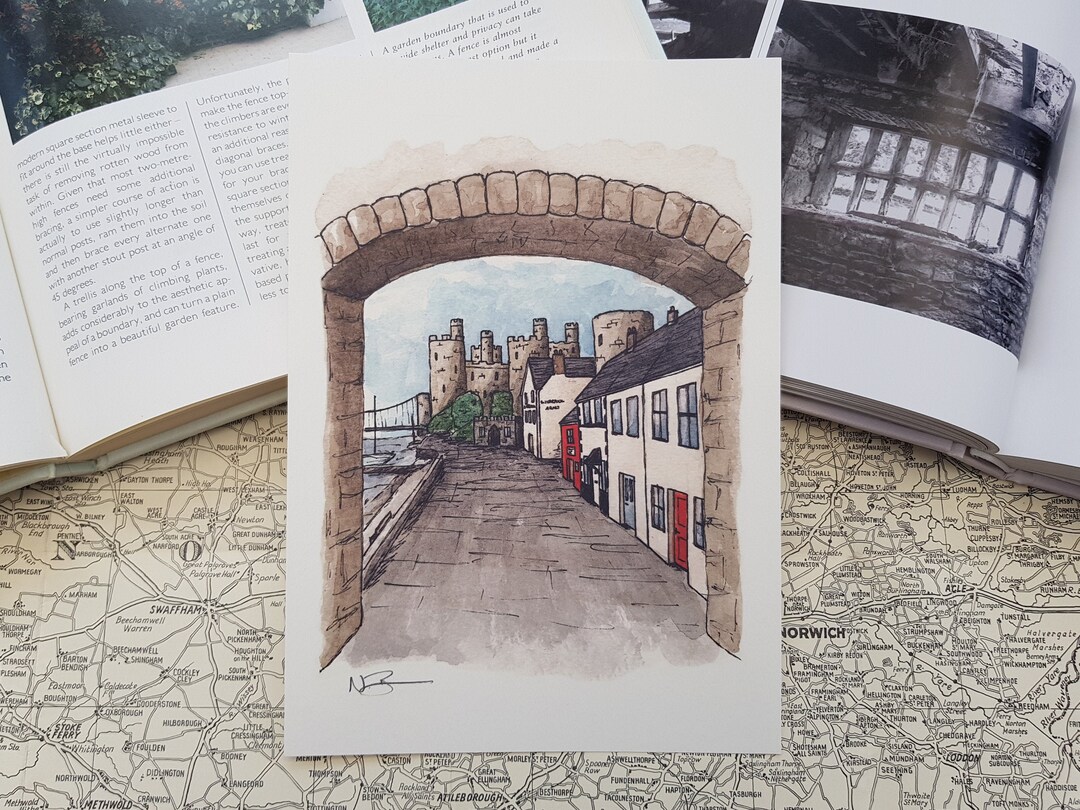 Hand-painted Watercolour Conwy Castle and Quay Print - Etsy