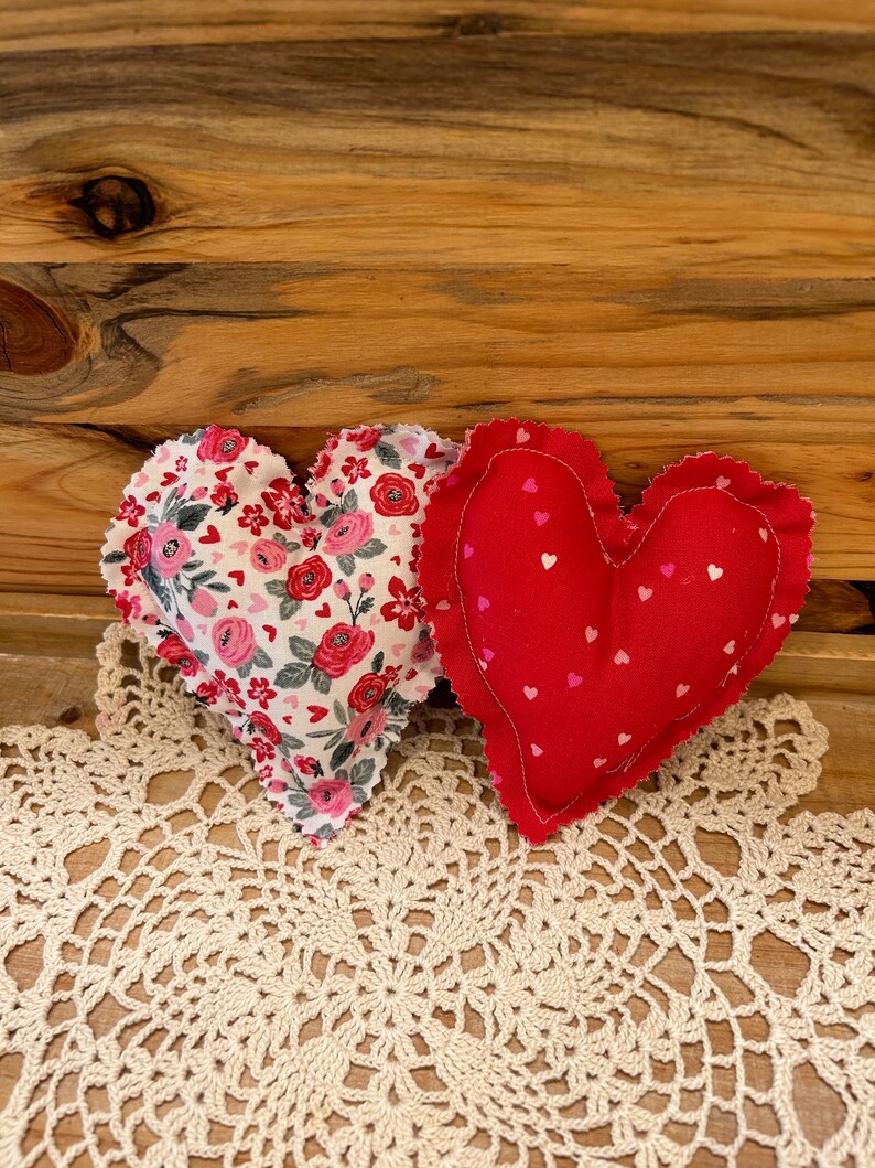 Puffy Fabric Valentines Decor, Handmade Hearts, Bowl Fillers, Shelf ...