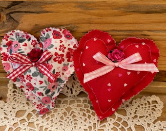 Puffy Fabric Valentines Decor, Handmade Hearts, Bowl Fillers, Shelf ...
