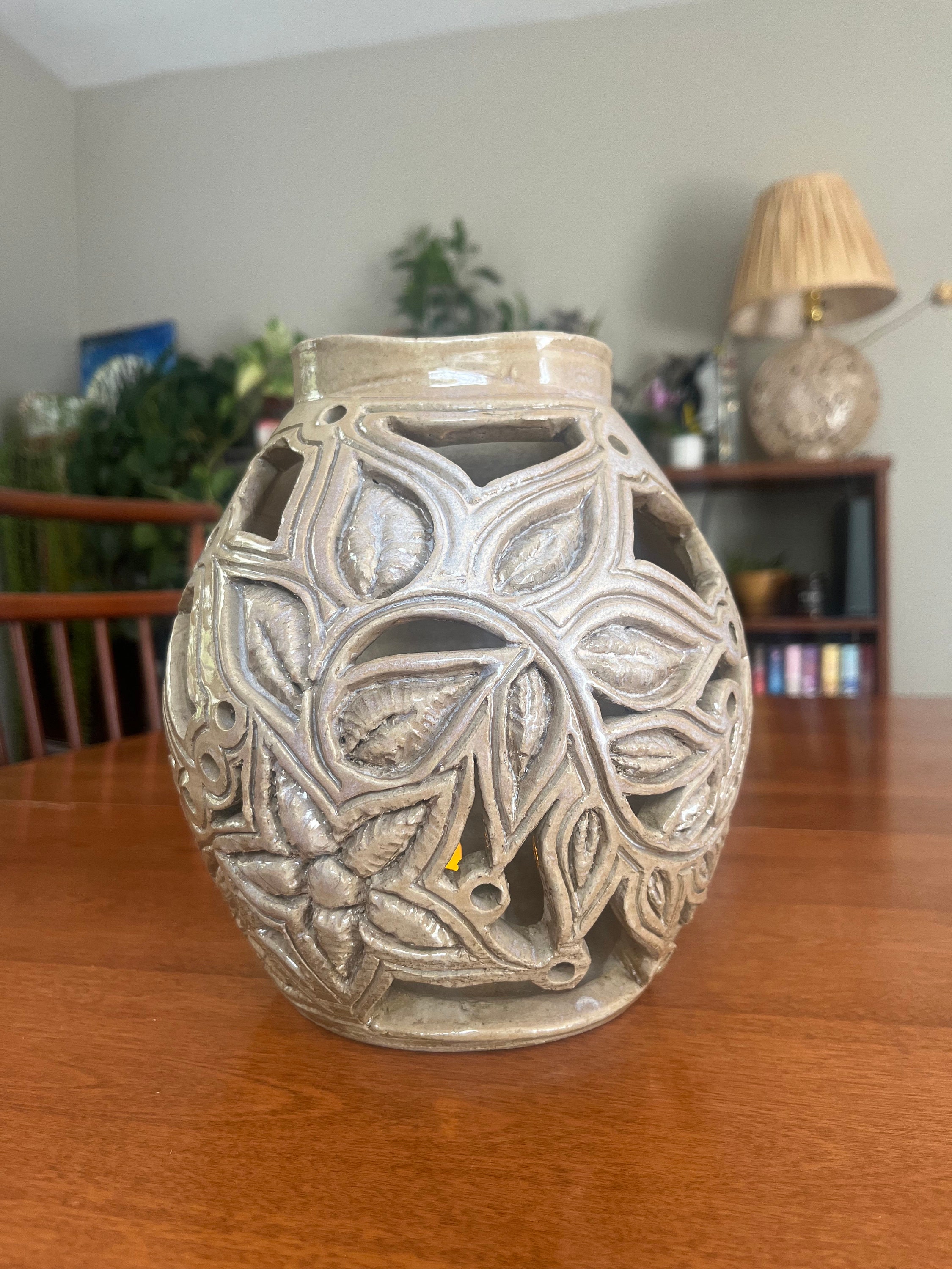 Ceramic Lantern, Hand Carved Lamp, Candle Holder, Interior Decor - Etsy