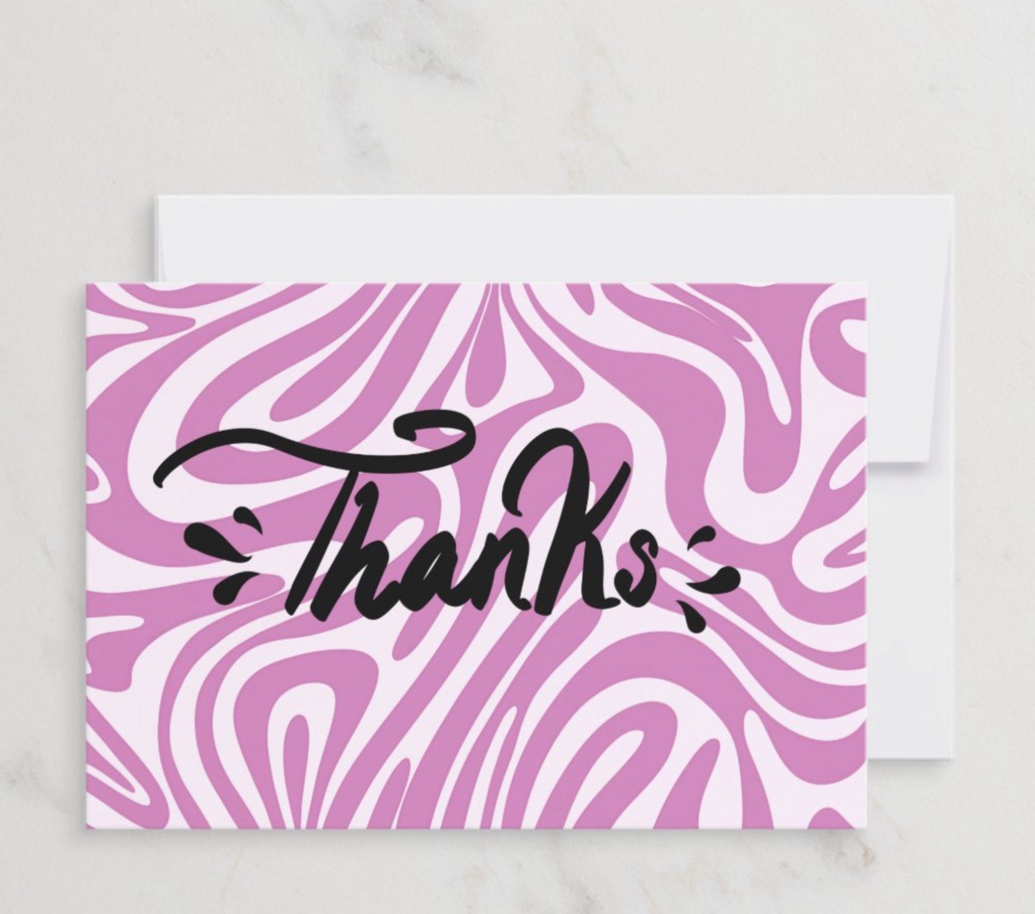 Groovy Flat Thank You Card - Etsy