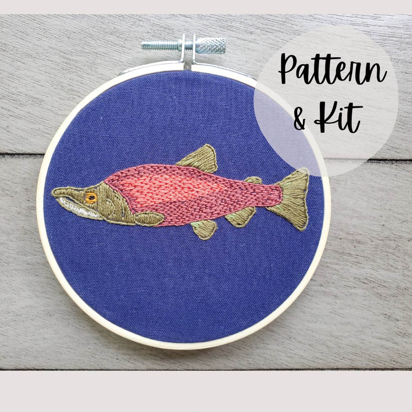 Pattern & KIT: Beginner Sockeye Salmon Embroidery - Etsy