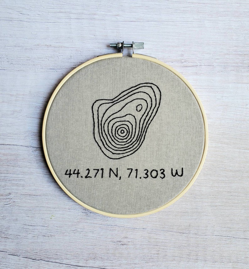 CUSTOM Topographic Map Embroidery - Etsy