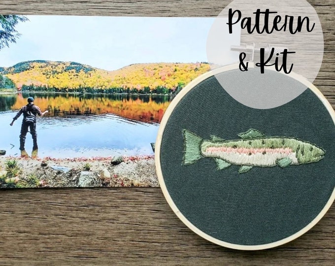 Pattern & KIT: Beginner Rainbow Trout Embroidery - Etsy