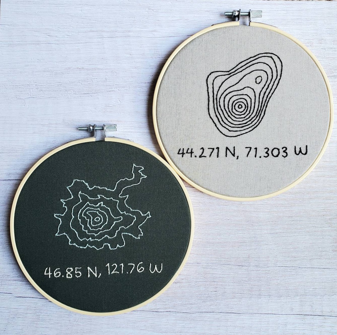 CUSTOM Topographic Map Embroidery - Etsy