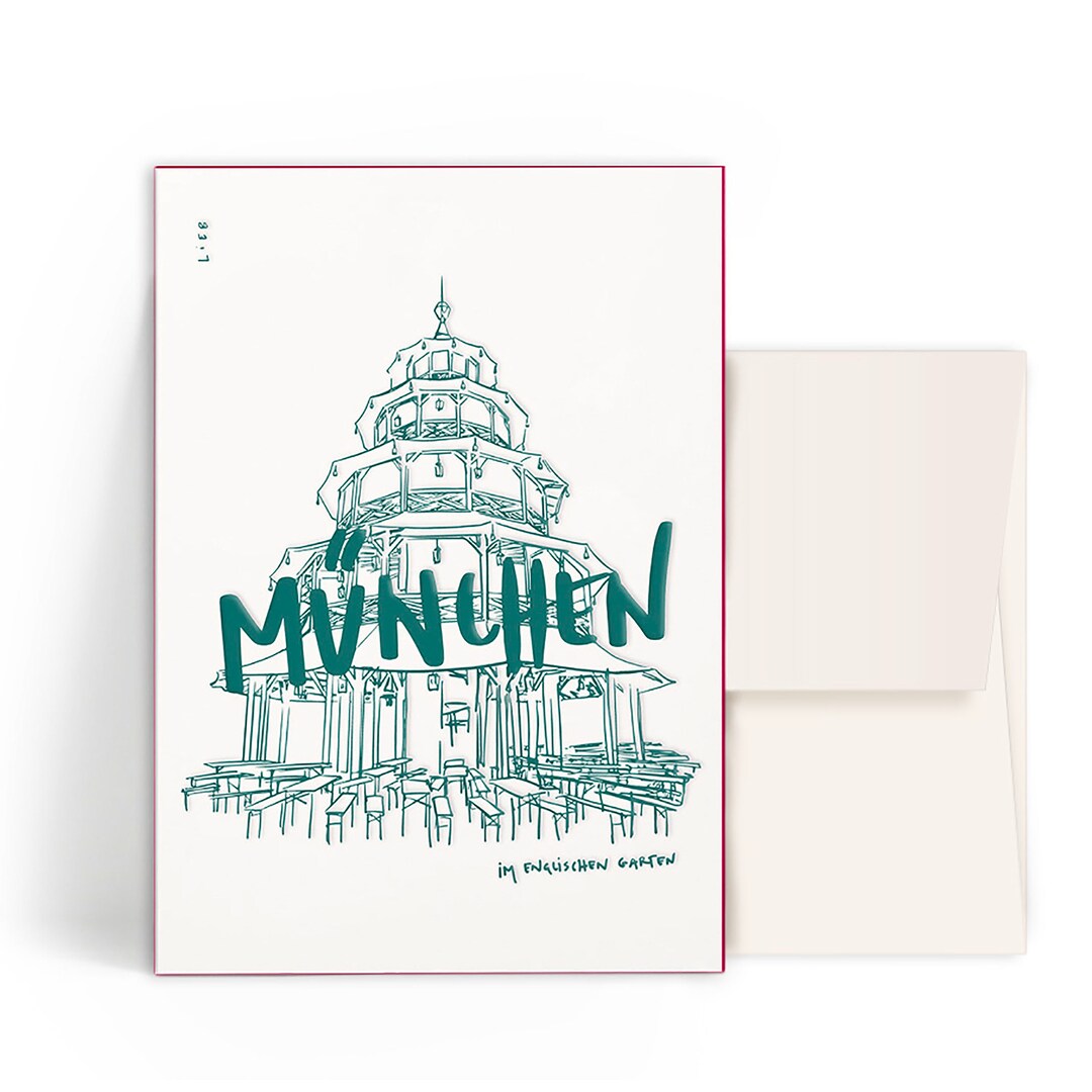 2x Letterpress Cards A6 Chinese Tower Munich Envelope - Etsy
