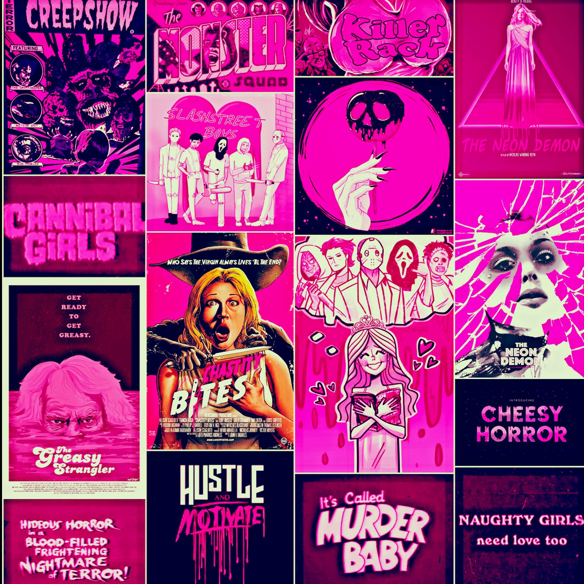 Pink Grunge Horror Aesthetic Wall Art Collage Kit Trendy | Etsy