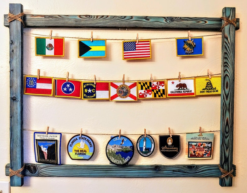 Patch Display Blue Frame Rustic Frame Picture Display - Etsy