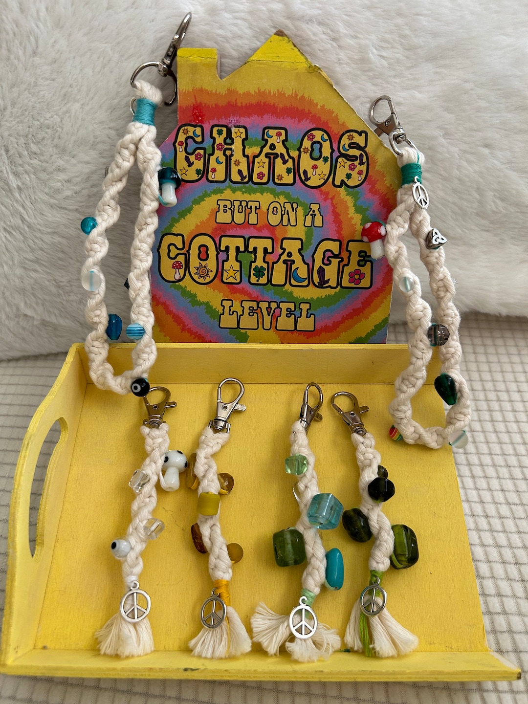 Beaded Macrame Fidget Keychain - Etsy