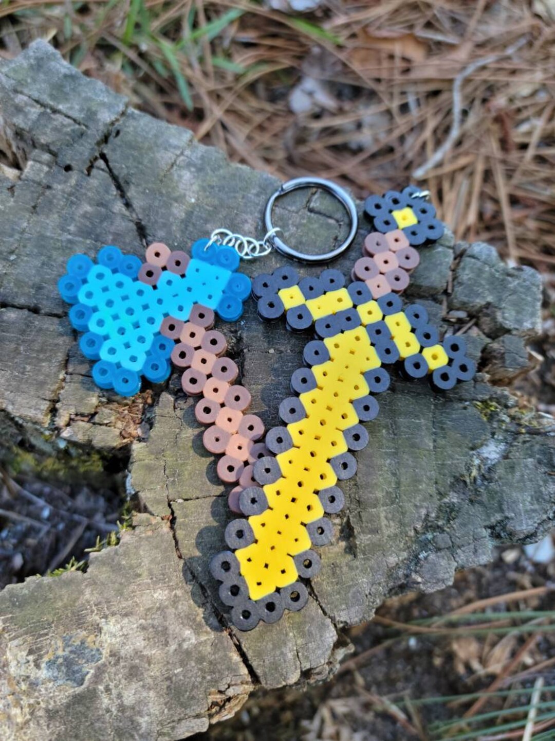 Minecraft Perler Bead Tool Keychains Wood Iron Gold Diamond Netherite ...