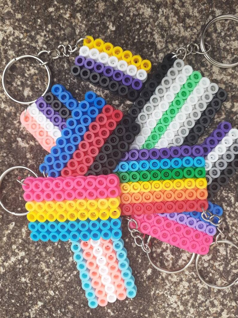 LGBT Pride Flag Perler Bead Keychain - Etsy LGBT Pride Flag Perler Bead Keychain - Etsy