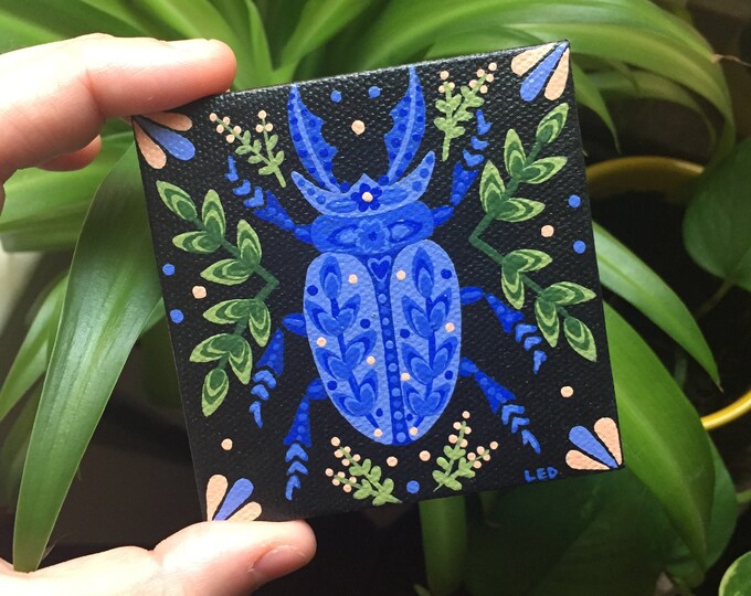 Blue Beetle-acrylic on Canvas - Etsy