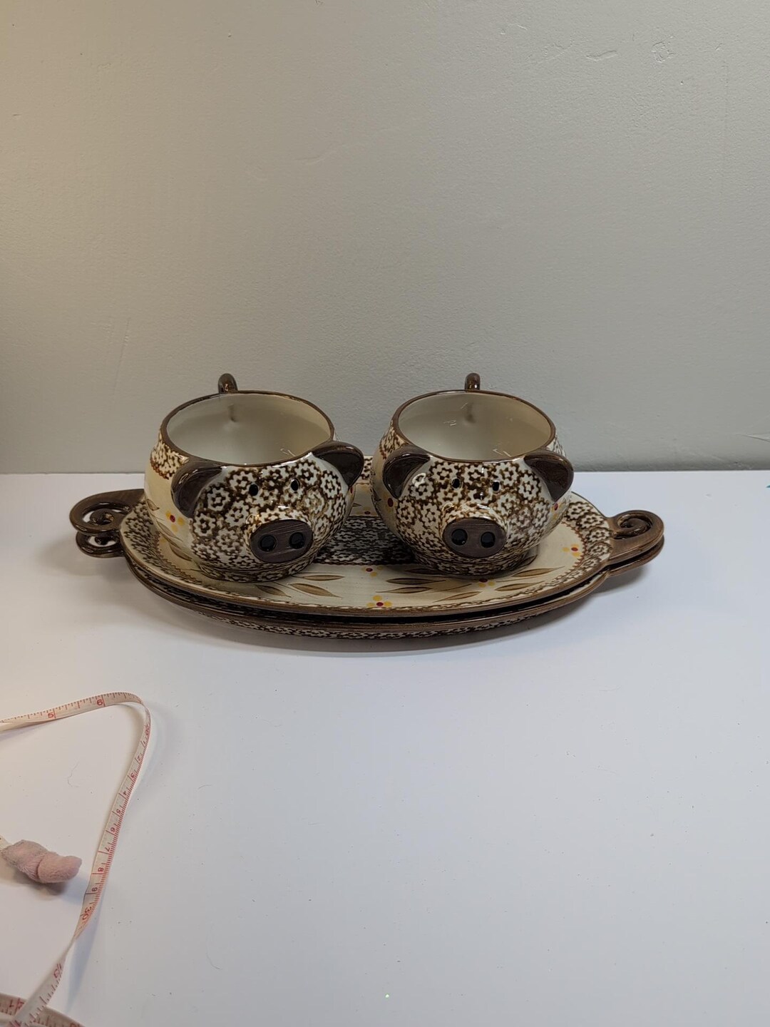 VINTAGE TEMPTATIONS TARA Old World Pig Shaped Soup Bowls & Platters 4 ...
