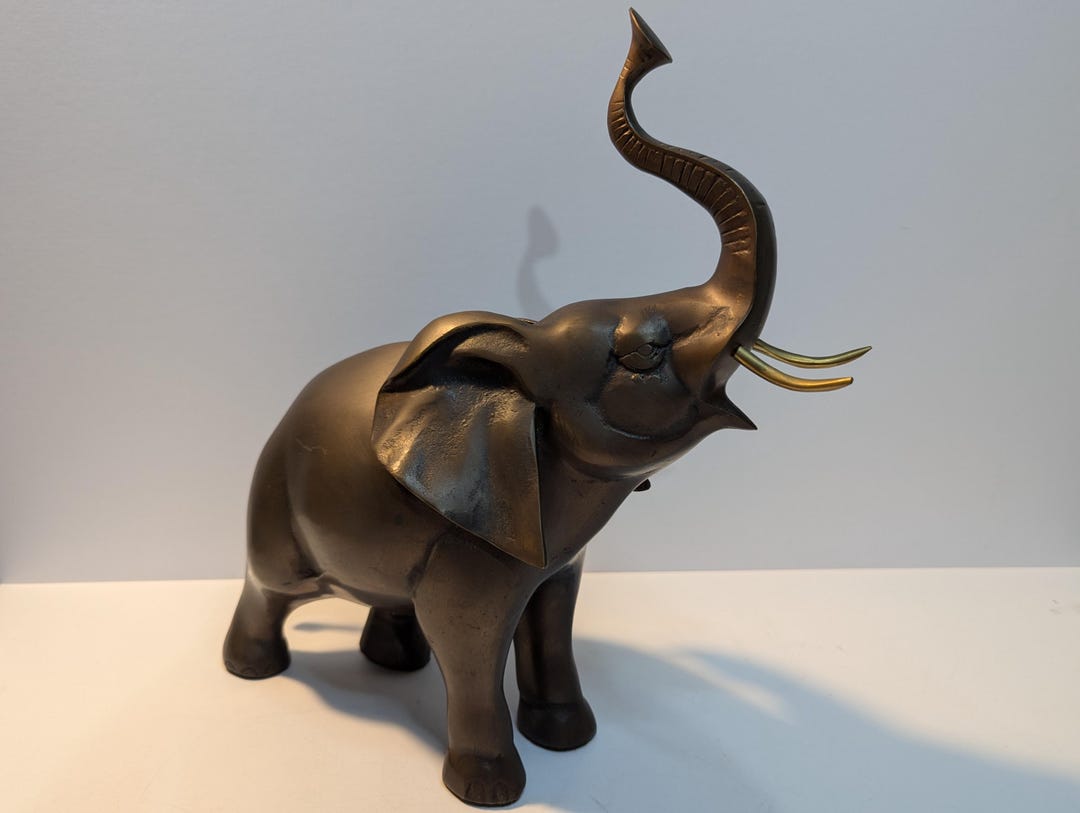 Vintage Bronze Elephant Statue - Etsy