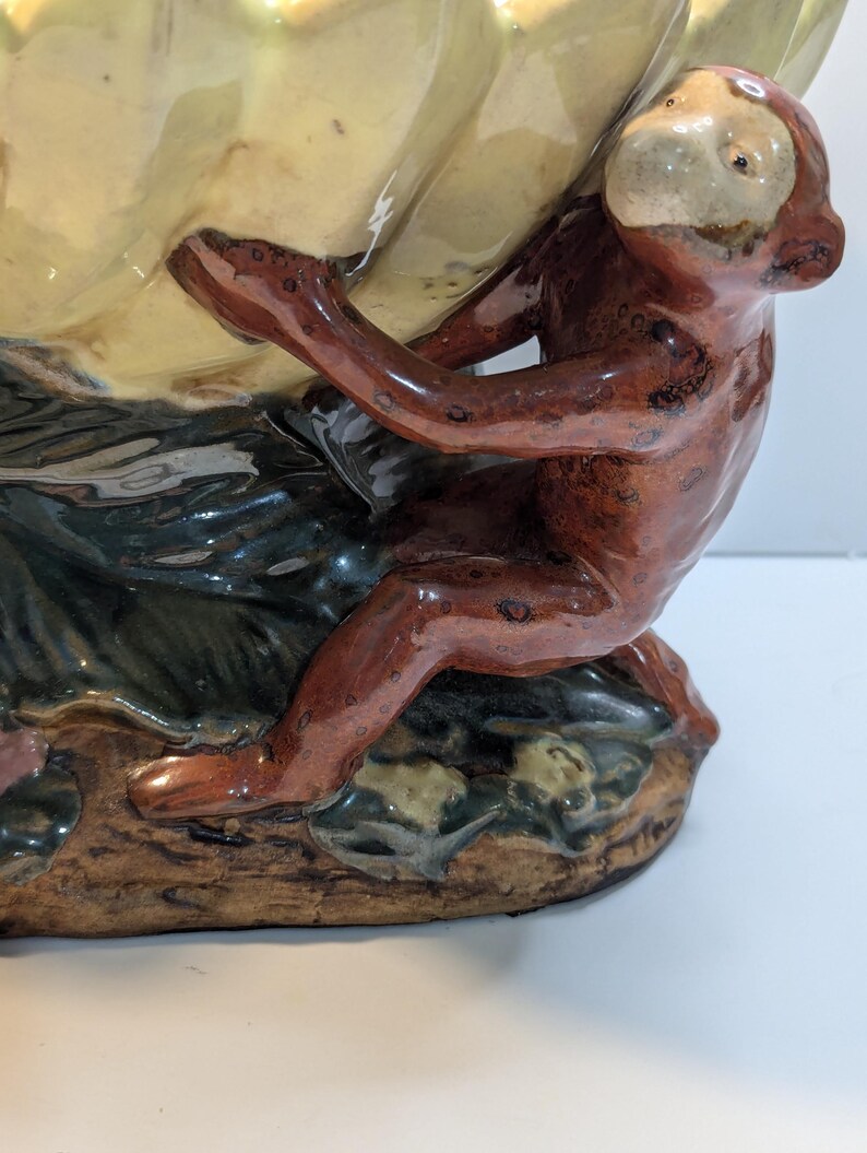 Vintage Majolica Style Ceramic Monkey Bowl - Etsy