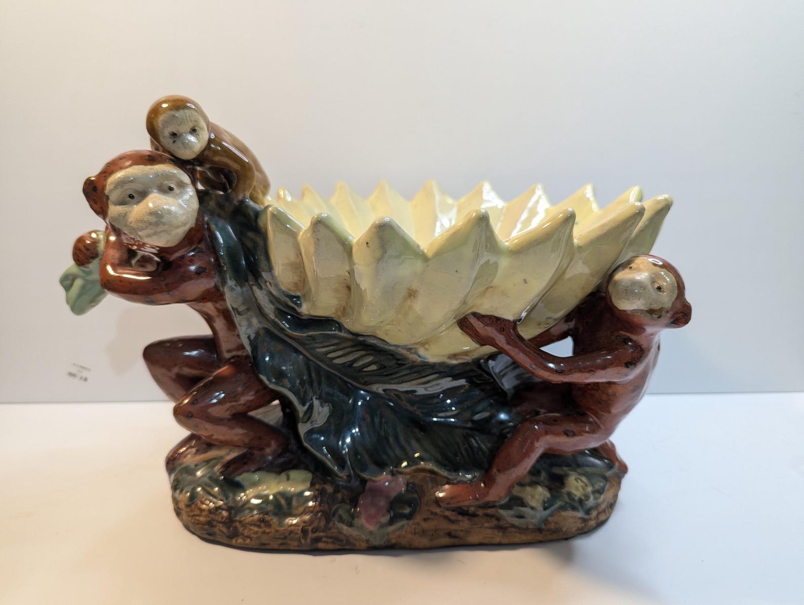 Vintage Majolica Style Ceramic Monkey Bowl - Etsy