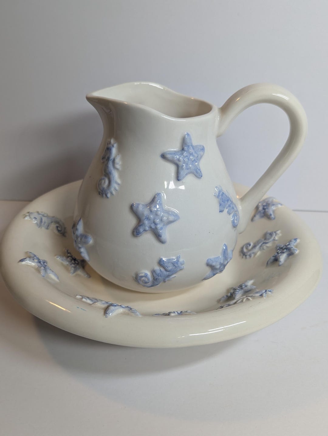 Beach and Beyond Shell Water Pitcher With Bowl - Etsy