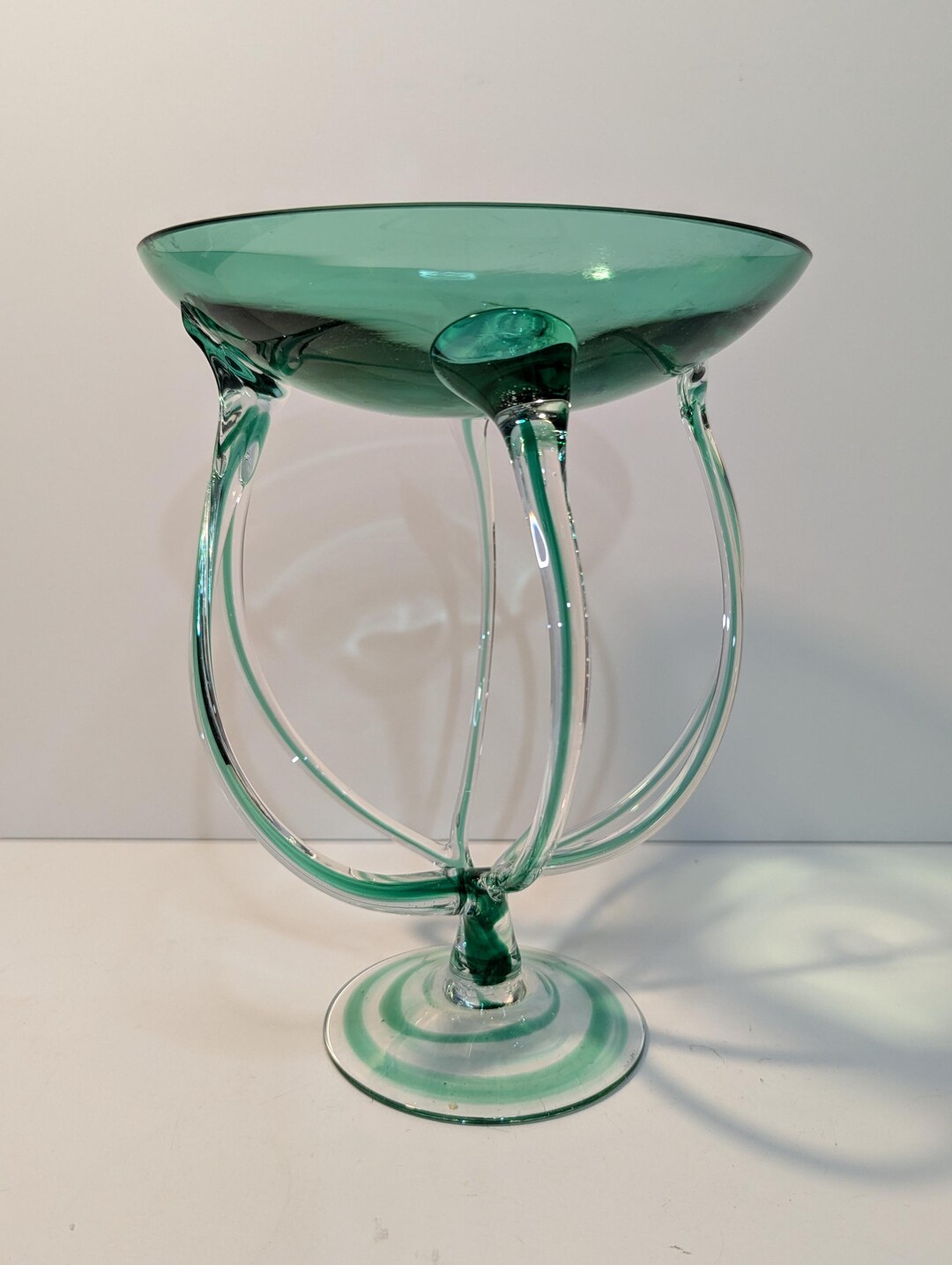 Makora Krosno Hand Blown Green and Clear Art Glass Bowl - Etsy