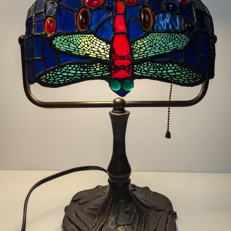 Stained Glass Dragonfly Lamp - Etsy