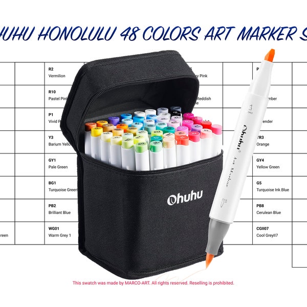 Ohuhu Markers Color Chart - Etsy UK