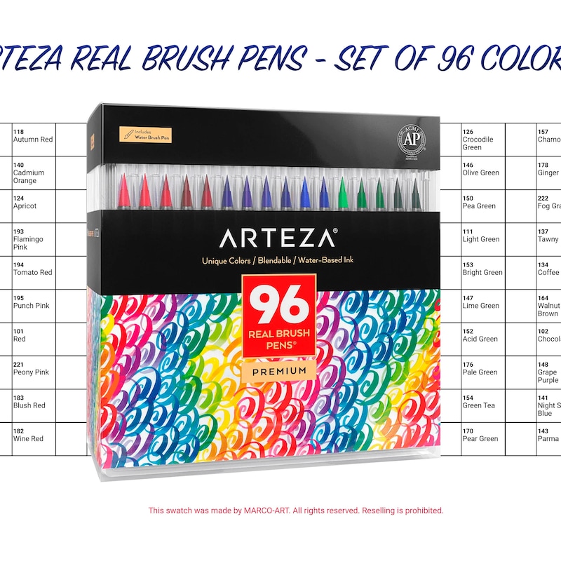 Arteza Color Chart - Etsy