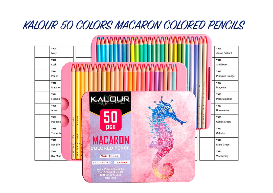 Kalour 50 Macaron Colored Pencils Swatch Template | DIY Single Page ...