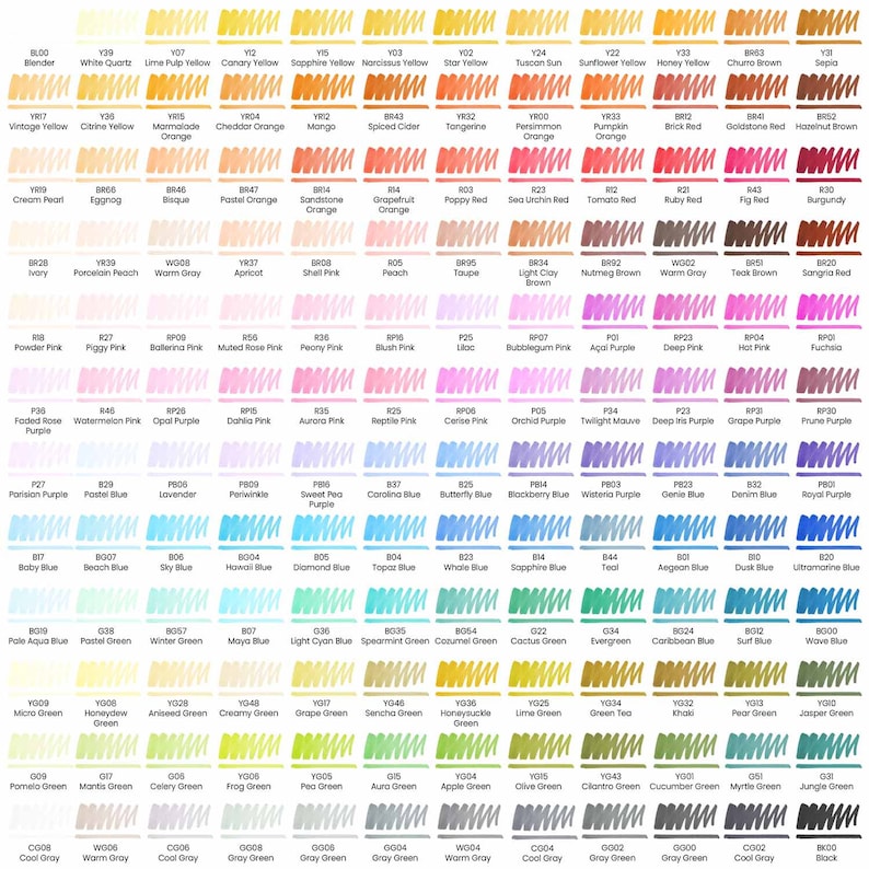 Arteza Everblend Art Markers 144 Colors Swatch Template | DIY ...