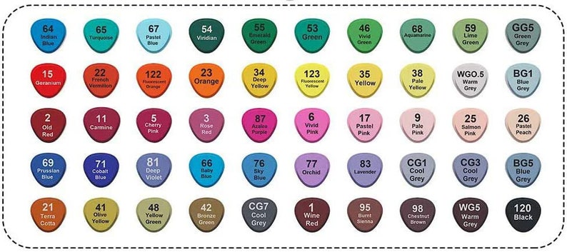 Shuttle Art 51 Colors Art Markers Swatch Template | DIY Single Page ...