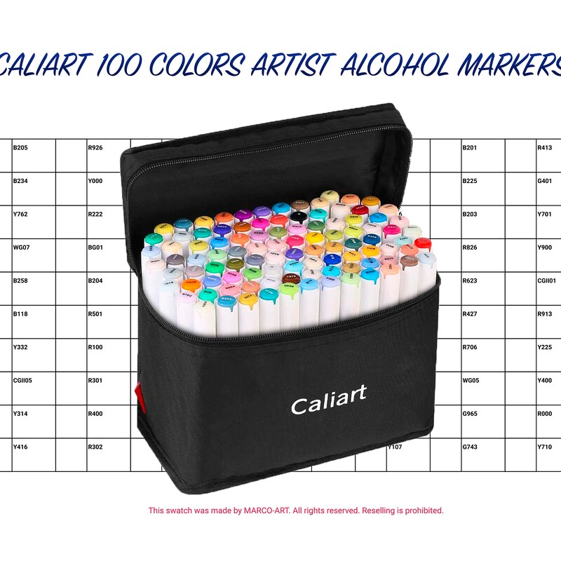 Swatch Chart for the Caliart Alcohol Markers - Etsy