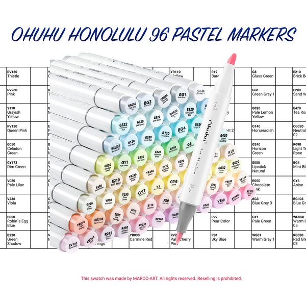 Ohuhu Color Template - Etsy