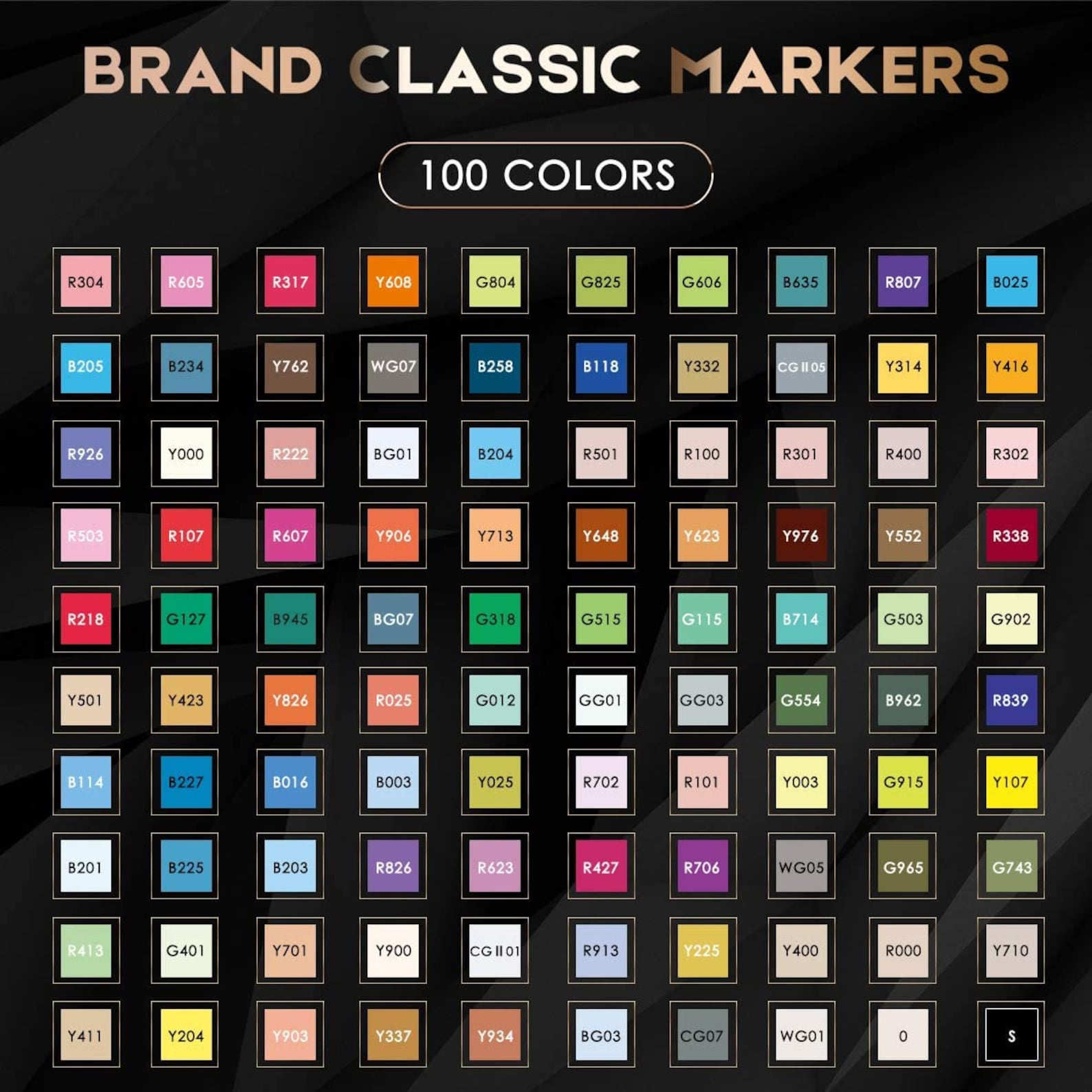 Caliart 100 Colors Artist Alcohol Markers Swatch Template | DIY Single ...
