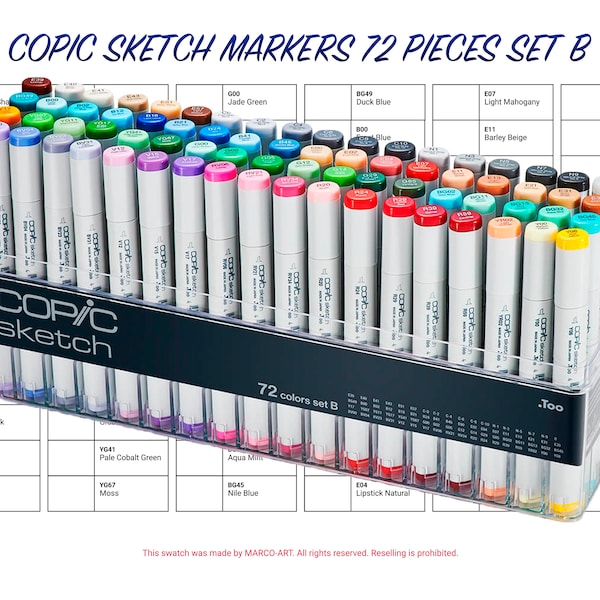 Copic Sketch Marker Color Chart - Etsy