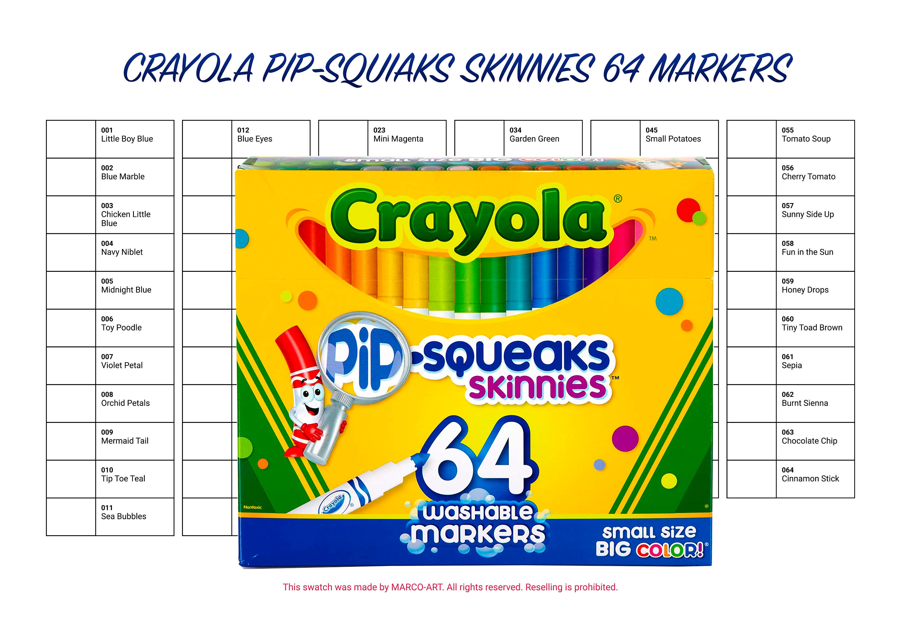 Crayola Pip-squeaks Skinnies 64 Markers Swatch Template | DIY Single ...
