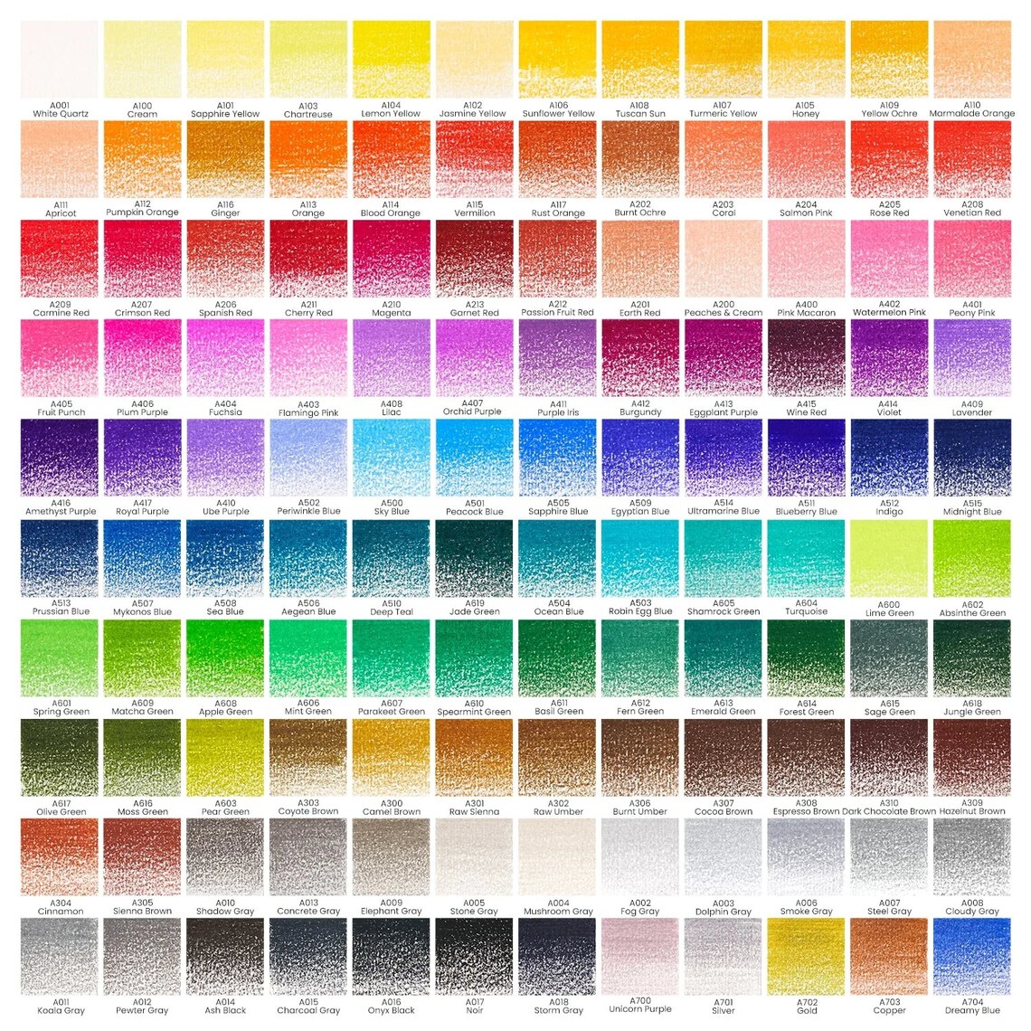 Arteza Expert Colored Pencils 120 Colors Swatch Template | DIY Single ...