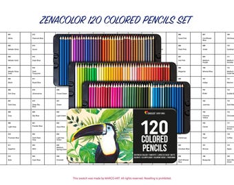 Castle Arts 120 Colored Pencils Swatch Template | DIY Single Page Color Swatch | Printable ...
