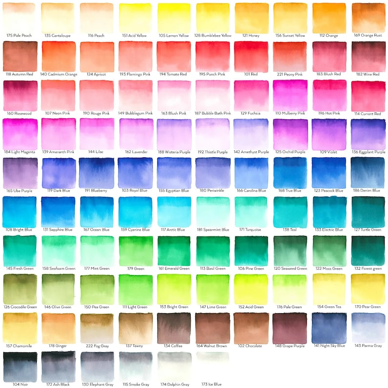 Arteza Real Brush Pens - Set of 96 Colors Swatch Template | DIY Single ...
