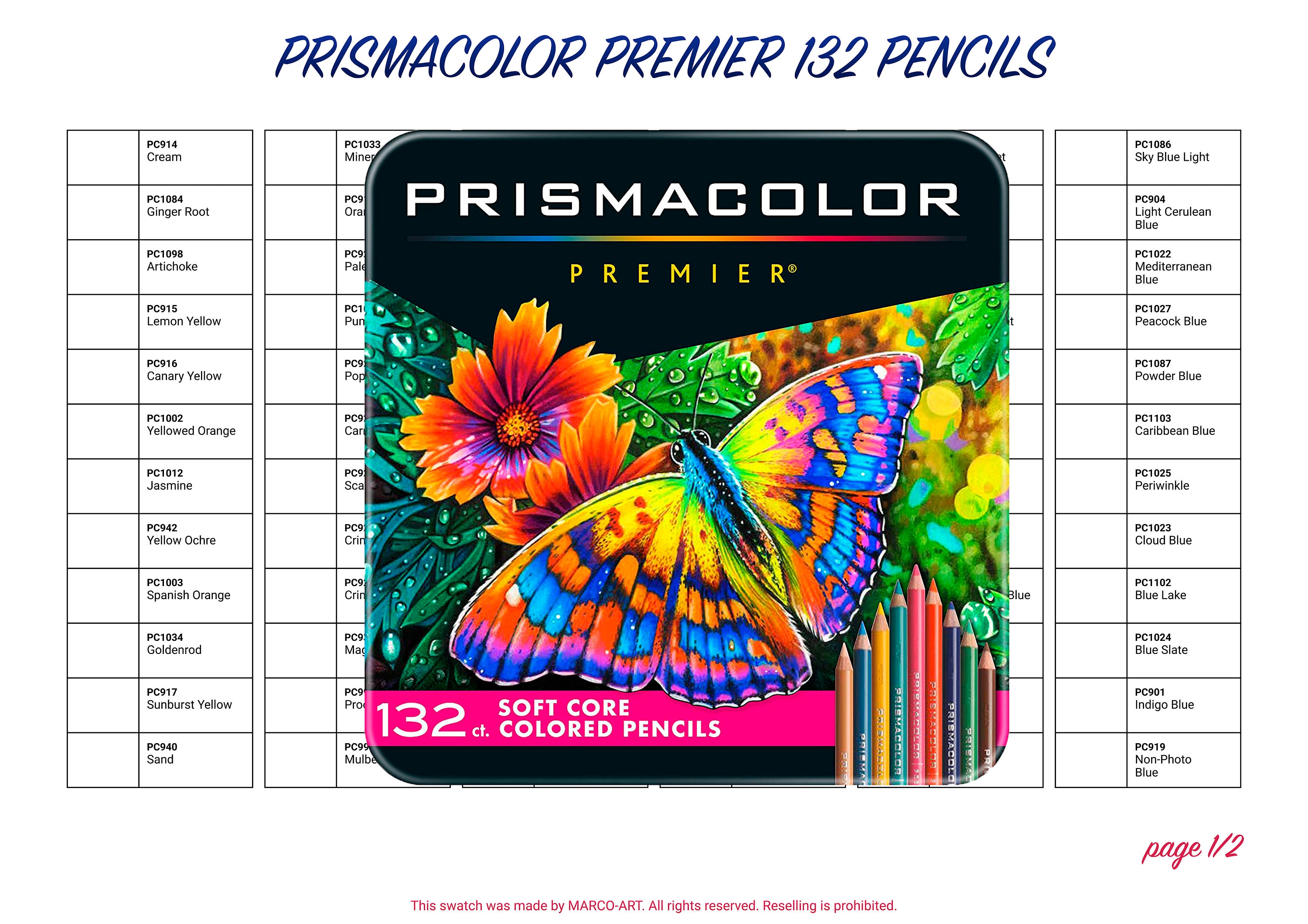 Prismacolor Premier Pencils Swatch Bundle 48/72/132/150 Colors Template ...