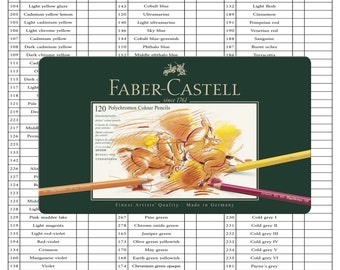 Faber-castell Polychromos 120 Pencils Swatch Chart - Etsy