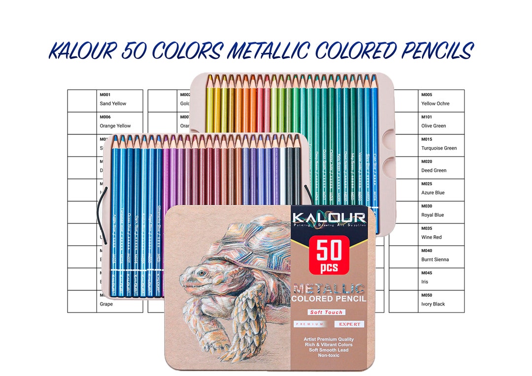Kalour 50 Metallic Colored Pencils Swatch Template | DIY Single Page ...