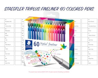 Staedtler Triplus Fineliner 60 Colored Pens Swatch Template DIY Color Swatch Printable Digital PDF Template Instant Download Etsy UK