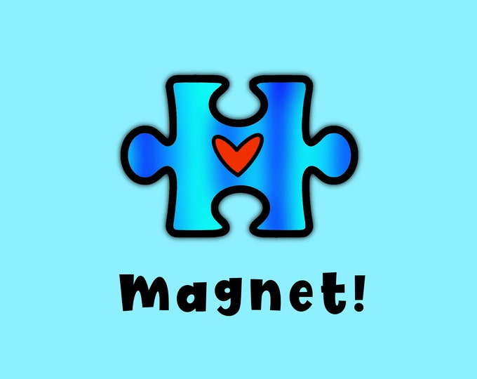 Autism Awareness Magnet, Blue Puzzle Piece With Heart - Etsy