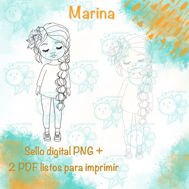 Pack sellos digitales de Marina en normal y no line. Perfecto para tarjetería, colorear ...