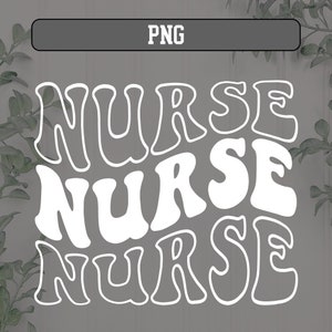 Groovy Blue Retro Nurse Svg, Nurse Wavy Outline Text Svg, Retro Nurse ...